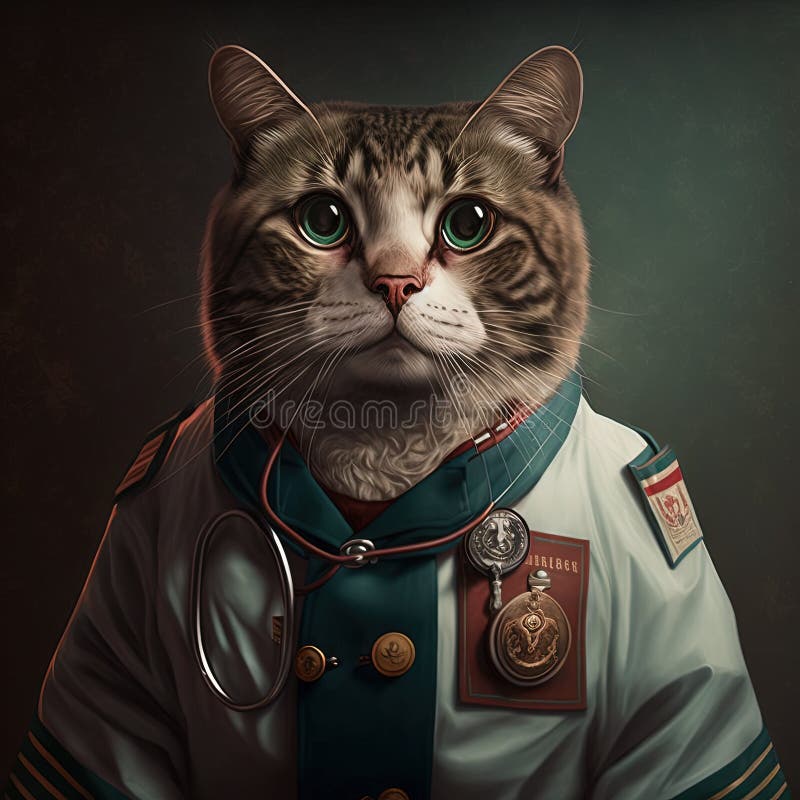 The Cat Doctor in a Medical Hat. Doctor with Cat Head. Generative AI ...