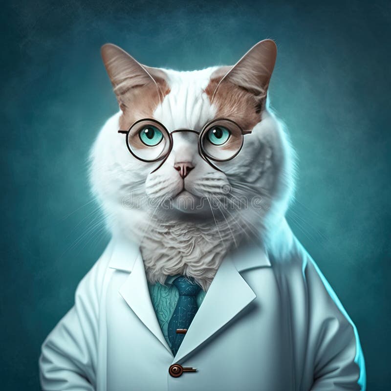 The Cat Doctor in a Medical Hat. Doctor with Cat Head. Generative AI ...