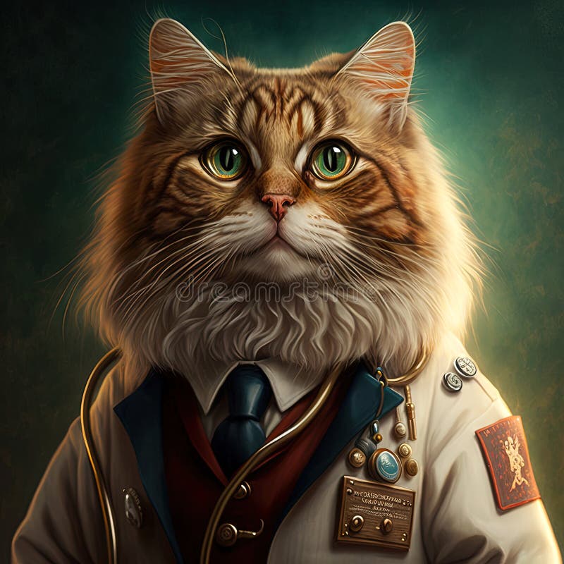 The Cat Doctor in a Medical Hat. Doctor with Cat Head. Generative AI ...