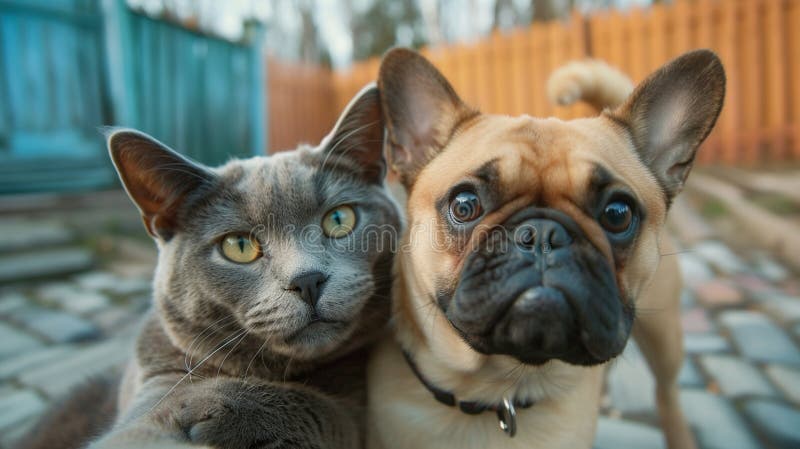 Cat and Dog Best Friends Taking a Selfie Stock Image - Image of funny ...