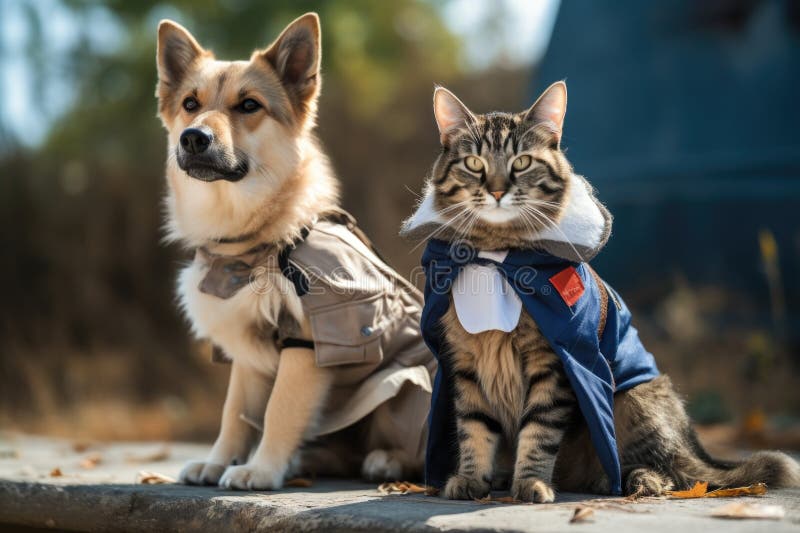 Cat and Dog Dressed in Their Flight Uniforms, Ready To Take Off on ...