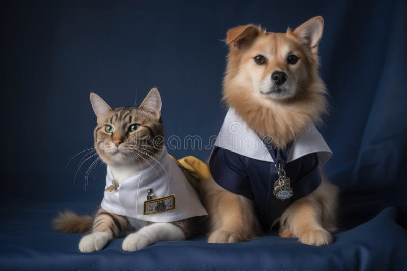 Cat and Dog Dressed in Their Flight Uniforms, Ready To Take Off on ...
