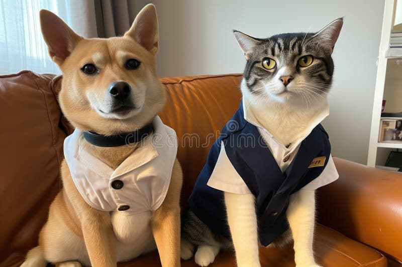 Cat and Dog Dressed in Their Flight Uniforms, Ready To Take Off on ...