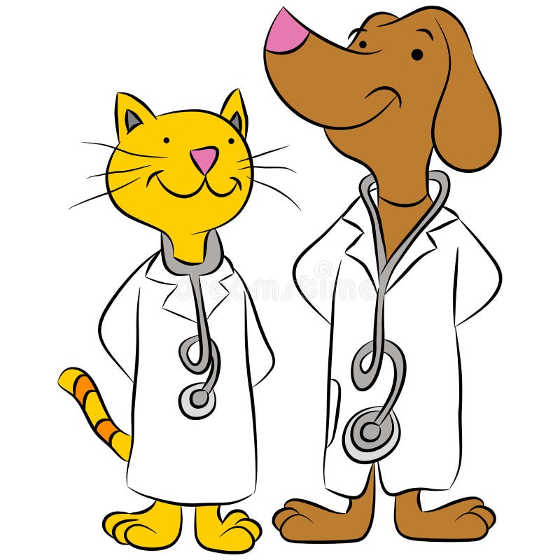 Cat and Dog Pet Doctors stock illustration. Illustration of drawing ...