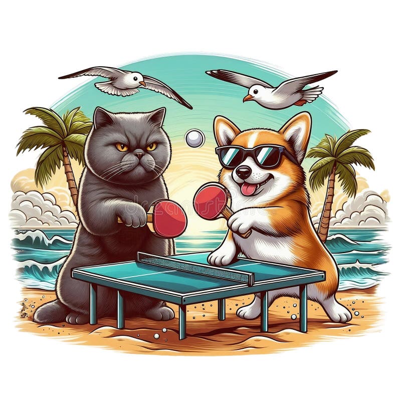 Playing Ping Pong Cat Stock Illustrations – 12 Playing Ping Pong Cat ...