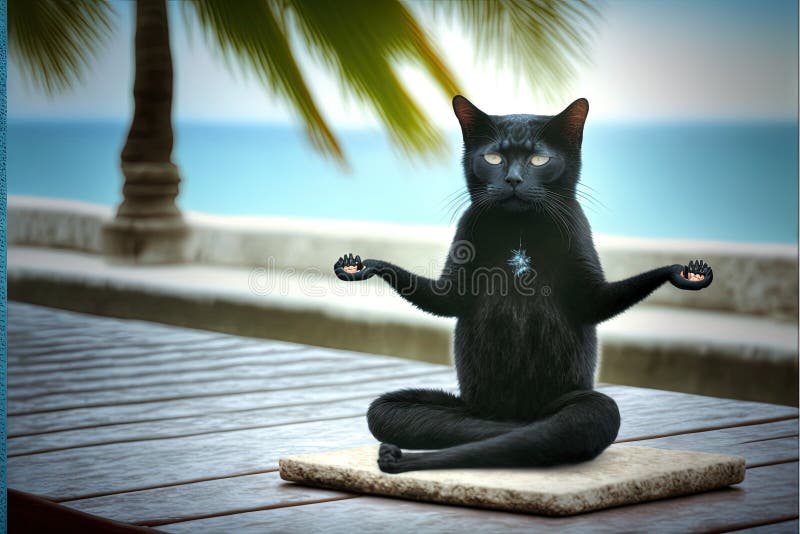 Cat Doing Yoga Illustration Generative Ai Stock Illustration ...