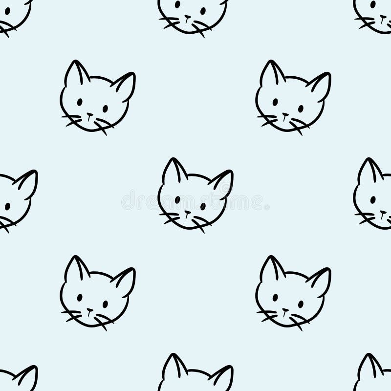 Cat Doodles, Seamless Pattern Design Stock Vector - Illustration of ...