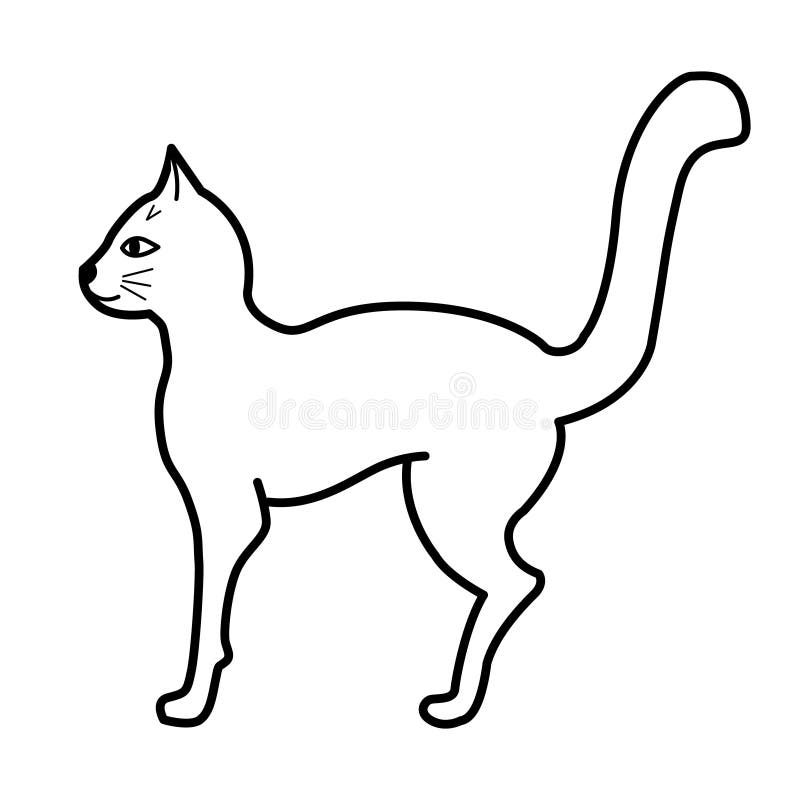 A cat drawn as a contour. stock vector. Illustration of pose - 182155698