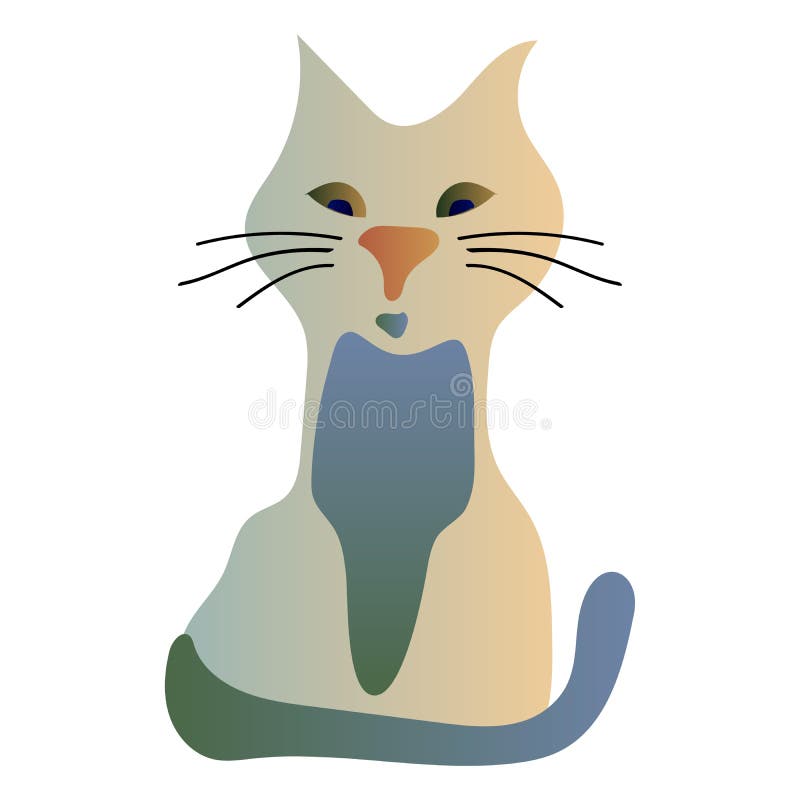 Cat. Drawn Cartoon Cat. Sitting Hand Drawn Cat Stock Vector ...