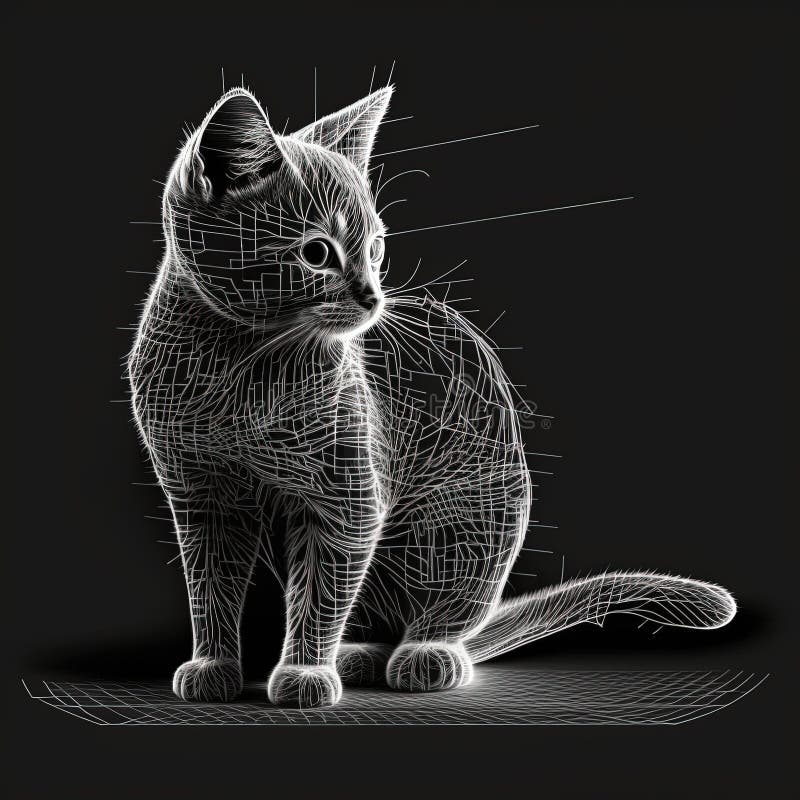 A Cat Drawn Out of 6 Lines. Generative AI Stock Illustration ...