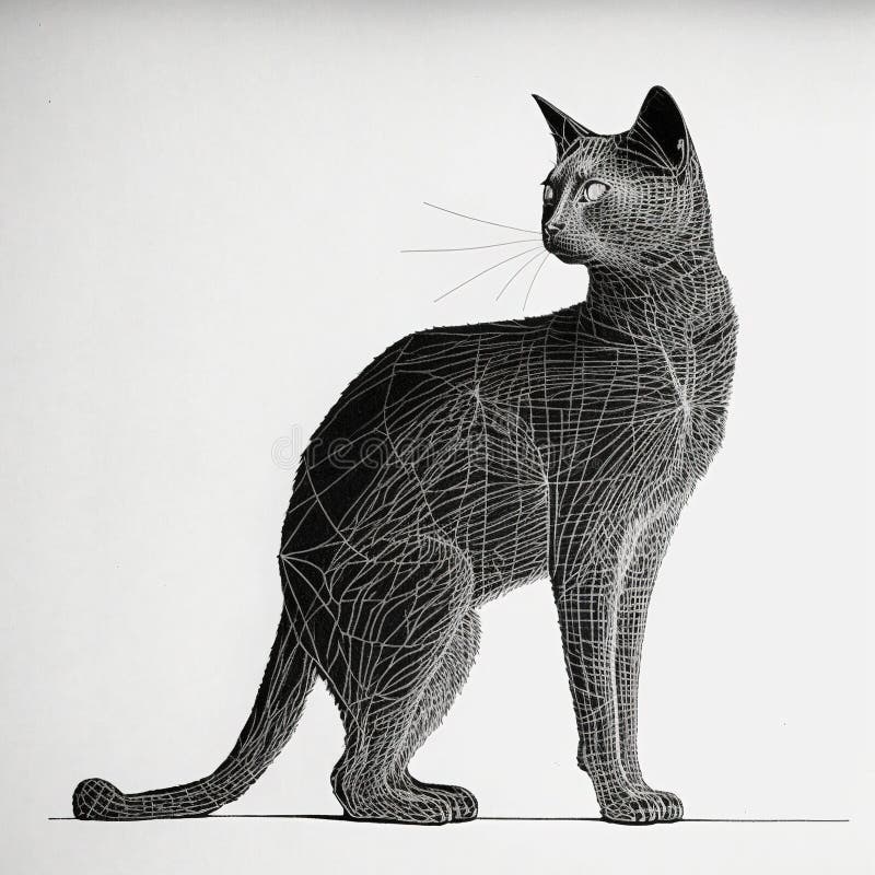 A Cat Drawn Out of 6 Lines. Generative AI Stock Illustration ...