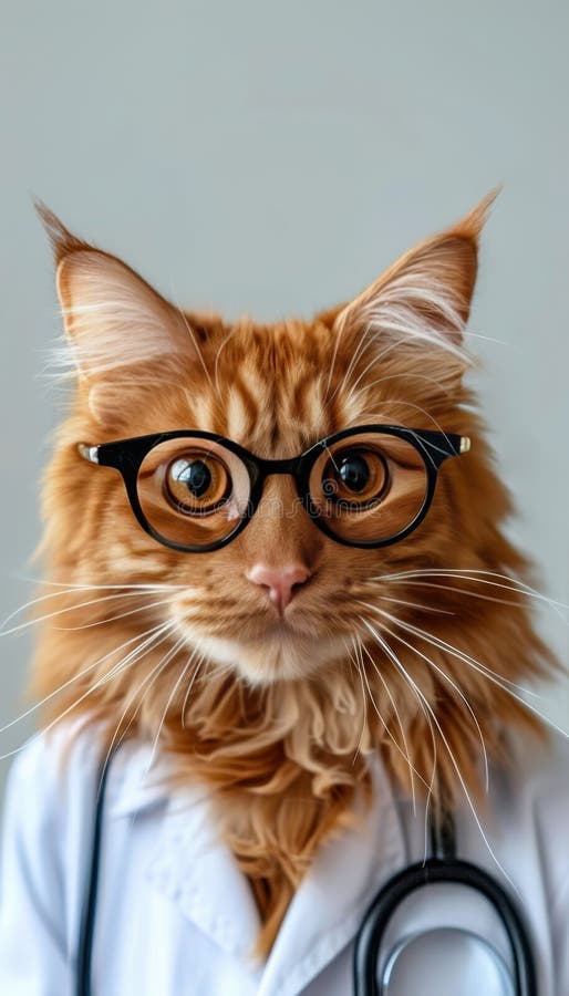 Cat Dressed As a Doctor on Pastel Gradient Backdrop with Ample Space for Adding Text Stock ...