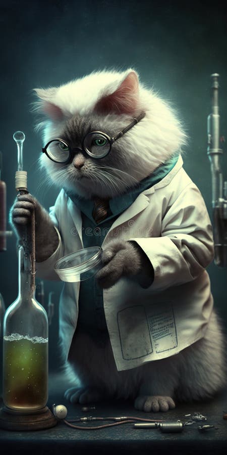 Cat Dressed As Scientists Experiment on Humans in a Lab, Created with ...