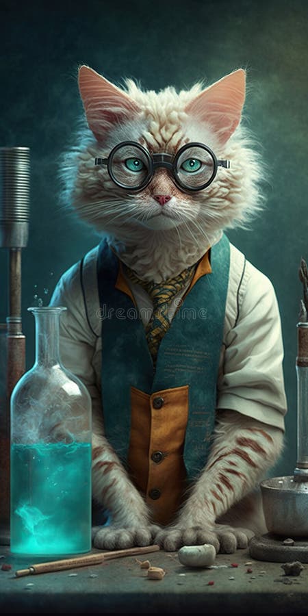Cat Dressed As Scientists Experiment on Humans in a Lab, Created with ...
