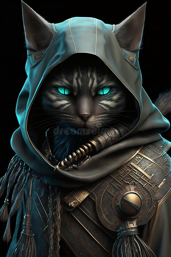 A Cat Dressed in a Fun and Playful Assassin& X27;s Creed Costume Stock Illustration ...