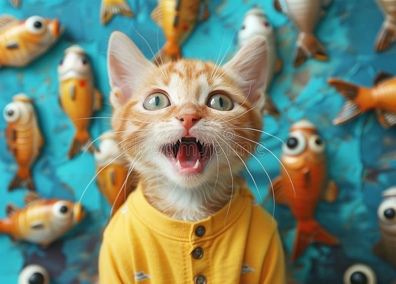 Blue Fish Memes Cat Waiting Fish Stock Illustrations – 144 Cat