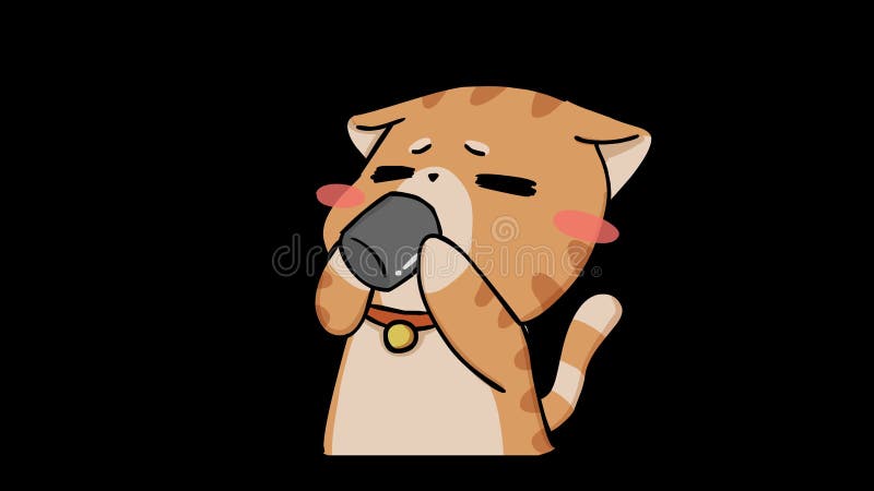 Cat Drinking Tea Animation - Transparent Background Stock Video - Video ...