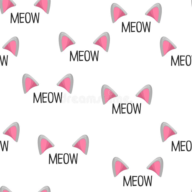 Cat Ears. Vector Illustration. Seamless Pattern Stock Illustration ...