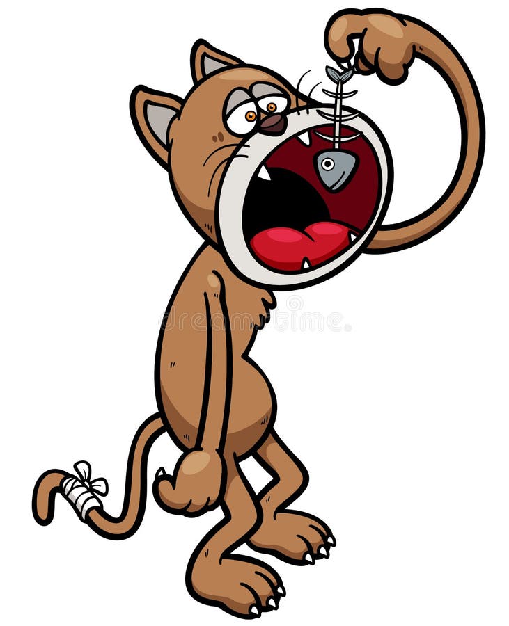 Cat eating cartoon stock vector. Illustration of purring - 39360407