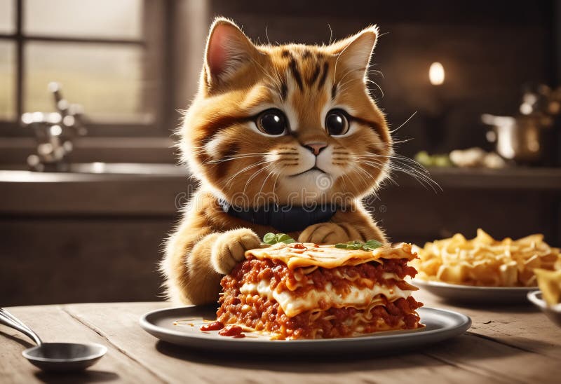 Cat Eating Pie. Generative AI Stock Illustration - Illustration of ...