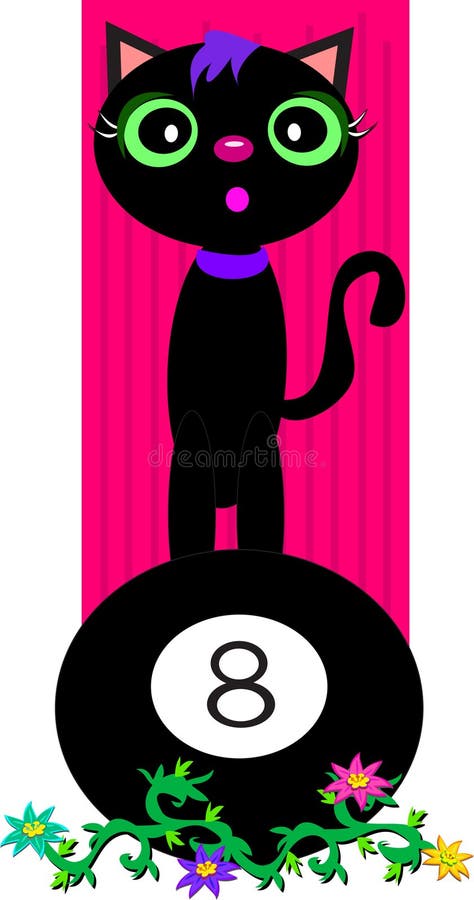 Cat with an Eight Ball stock vector. Illustration of leaf - 25665159