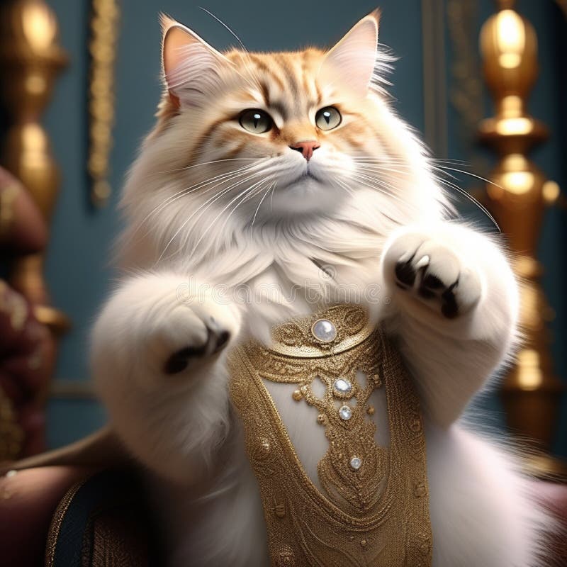 A Cat Elegantly Stretching Its Front Paws Showcasing a Regal Pose ...