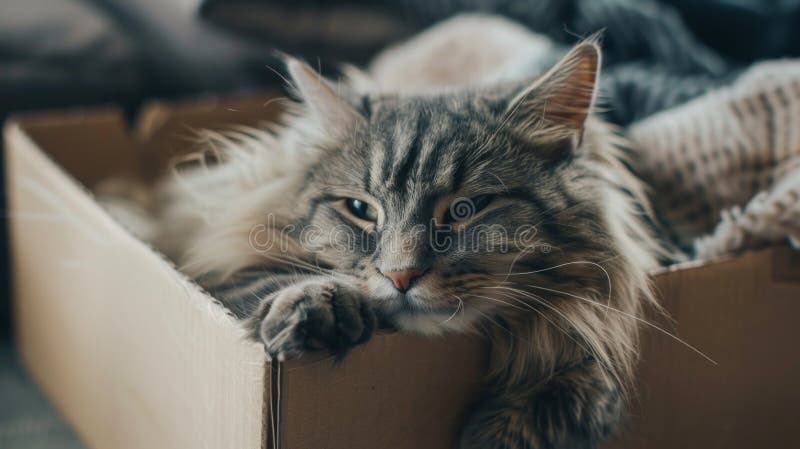 Cat in an empty pack box stock photo. Image of delivery - 330897180