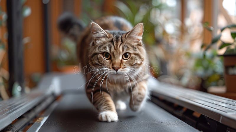 A Cat Engaging in Physical Activity, As it Gracefully Maneuvers on a ...