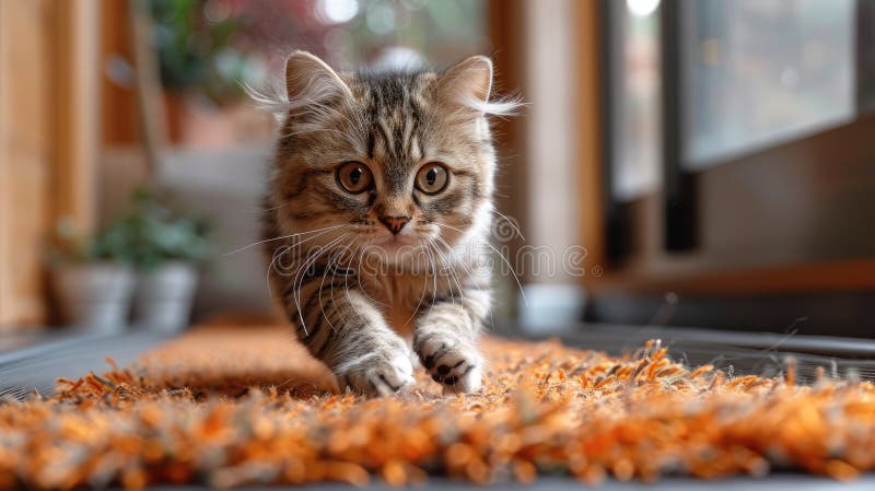 A Cat Engaging in Physical Activity, As it Gracefully Maneuvers on a ...