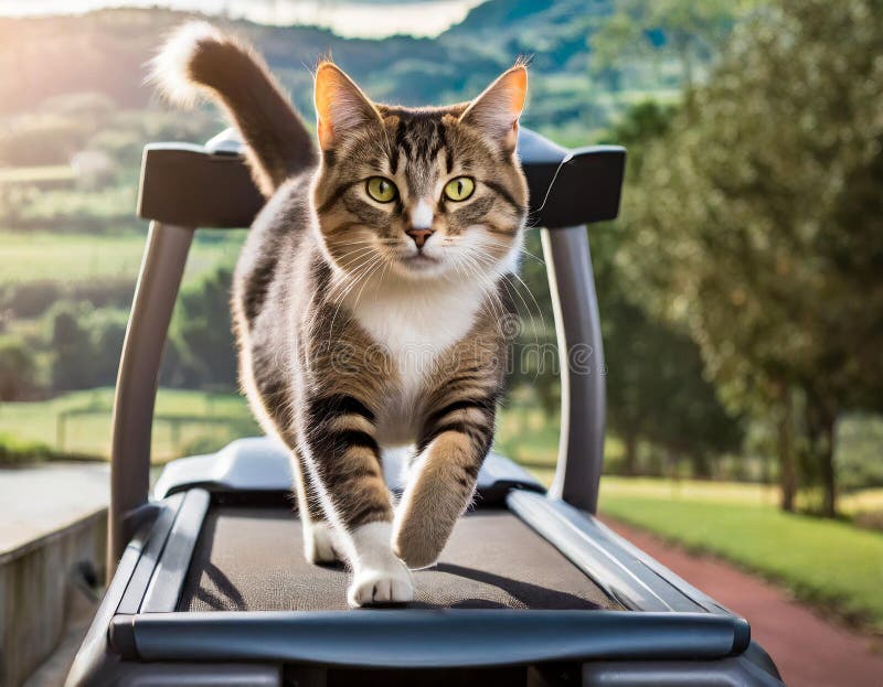 A Cat Engaging in Physical Activity, As it Gracefully Maneuvers on a ...