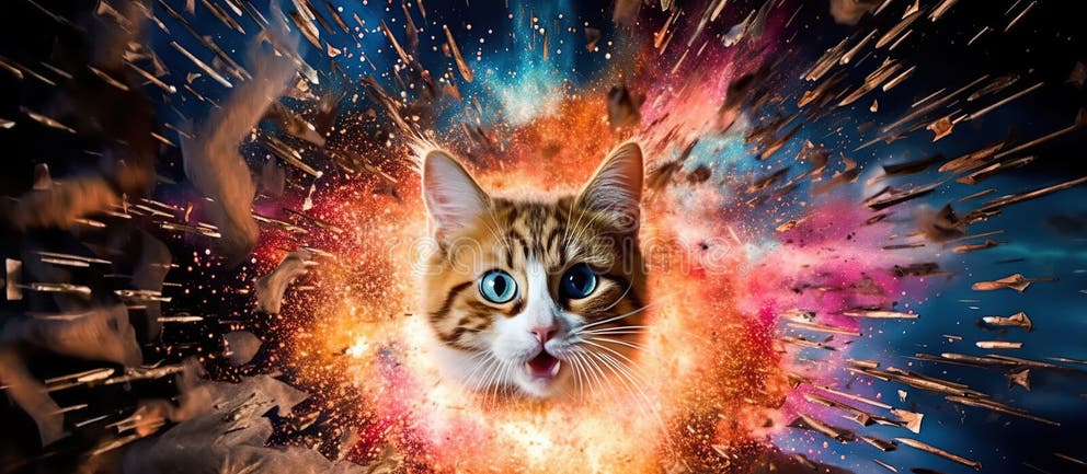 Cat Exploding Sand Generative AI Stock Illustration - Illustration of ...