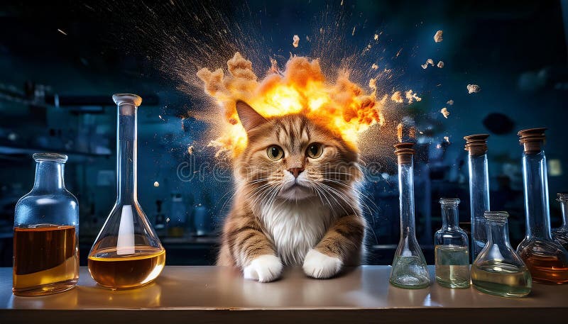 A Cat Exploding during a Scientific Experiment Stock Illustration ...