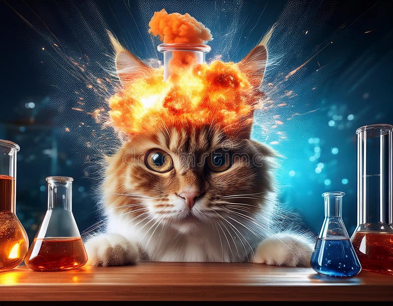 A Cat Exploding during a Scientific Experiment Stock Illustration ...