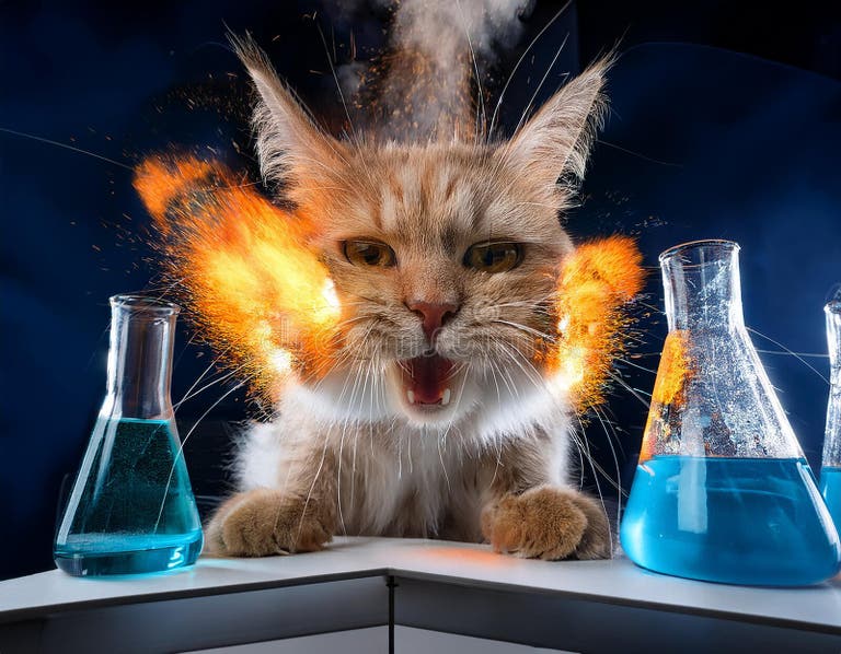 A Cat Exploding during a Scientific Experiment Stock Illustration ...