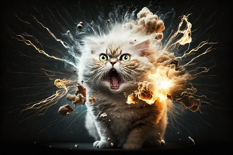Cat Exploding during a Scientific Experiment Illustration Generative Ai ...