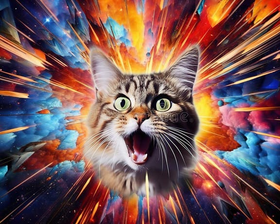 Cat is Exploding during a Scientific Experiment. Stock Illustration ...
