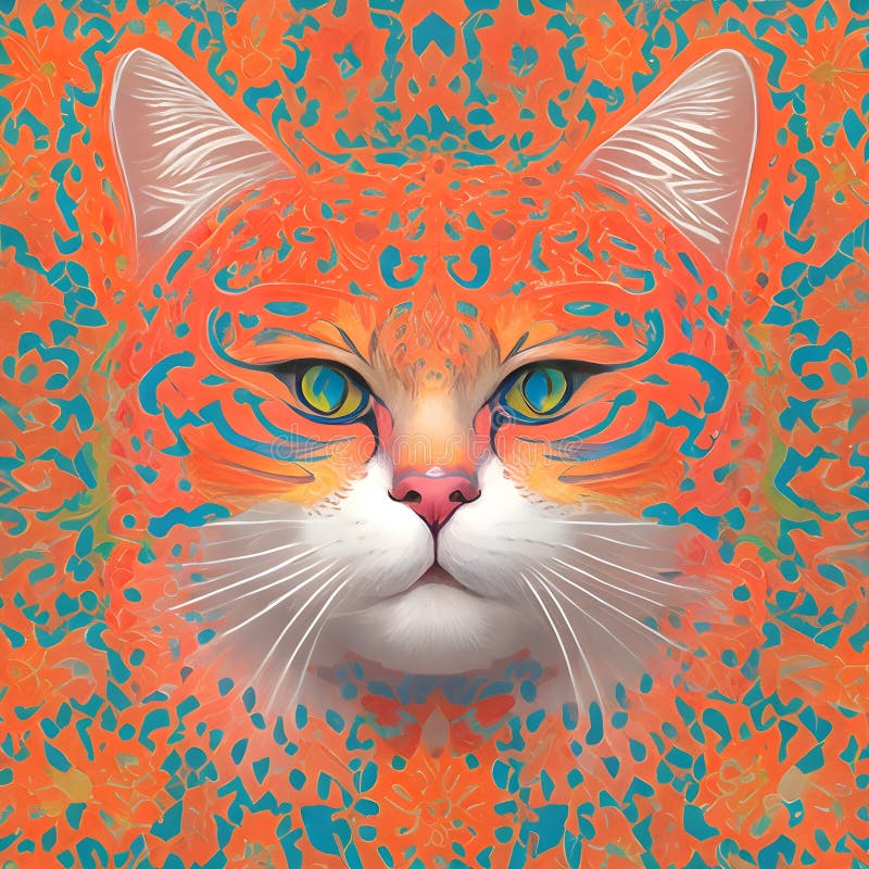 Cat Face Blending Abstract Background Stock Illustration - Illustration ...