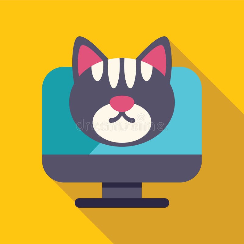 Cat Face Emerging from Computer Screen, Modern Pet Technology Stock ...