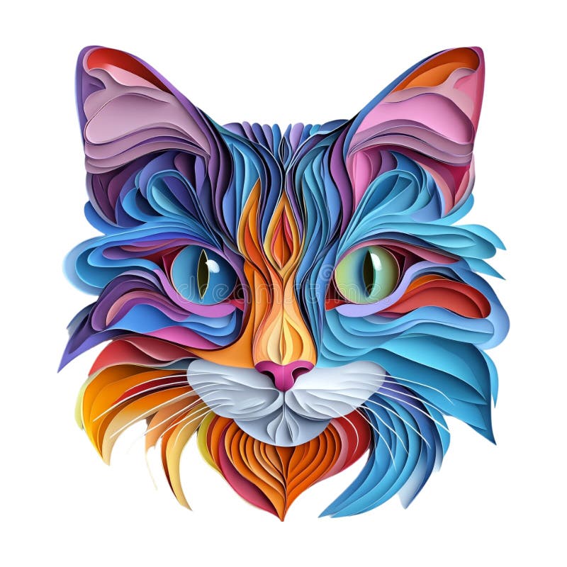 Cat Face Papercut on Transparent Background - Ai Generated Stock ...