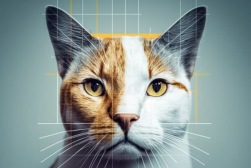 Cat with Face Recognition Grid, Concept of Face Recognition, Created ...