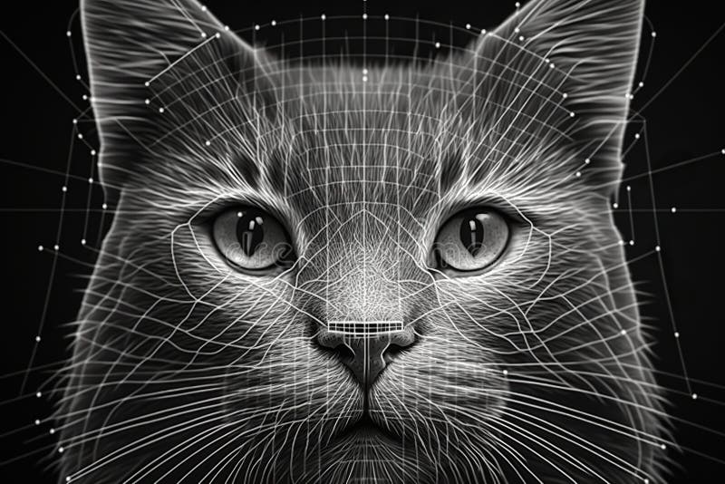Cat with Face Recognition Grid, Concept of Face Recognition, Created ...