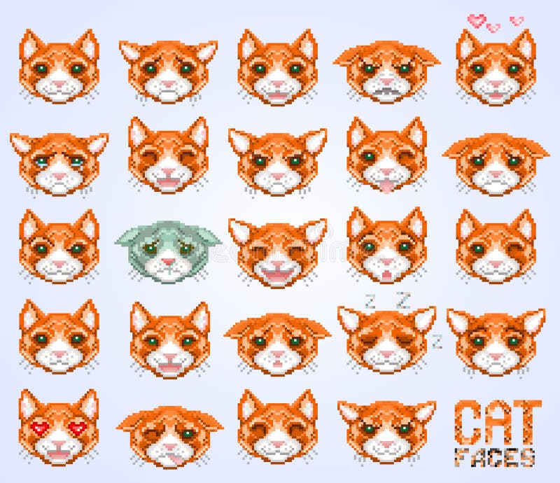 Cat faces emoticon stock vector. Illustration of expression - 74713926