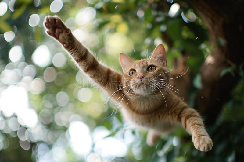 Cat Falling from a Tree. Generative AI Stock Illustration ...