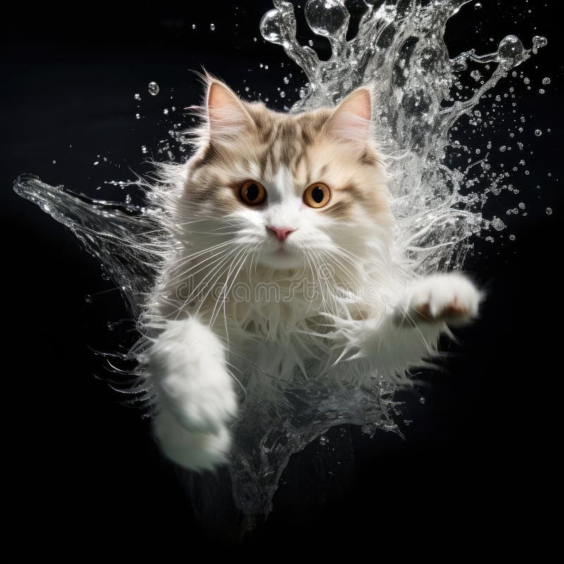 Cat Falling into the Water, Splash Stock Image - Image of running, drop ...