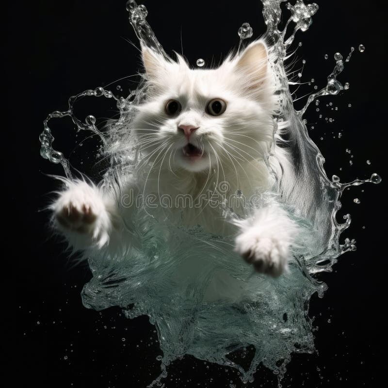 Cat Falling into the Water, Splash Stock Photo - Image of water, young ...