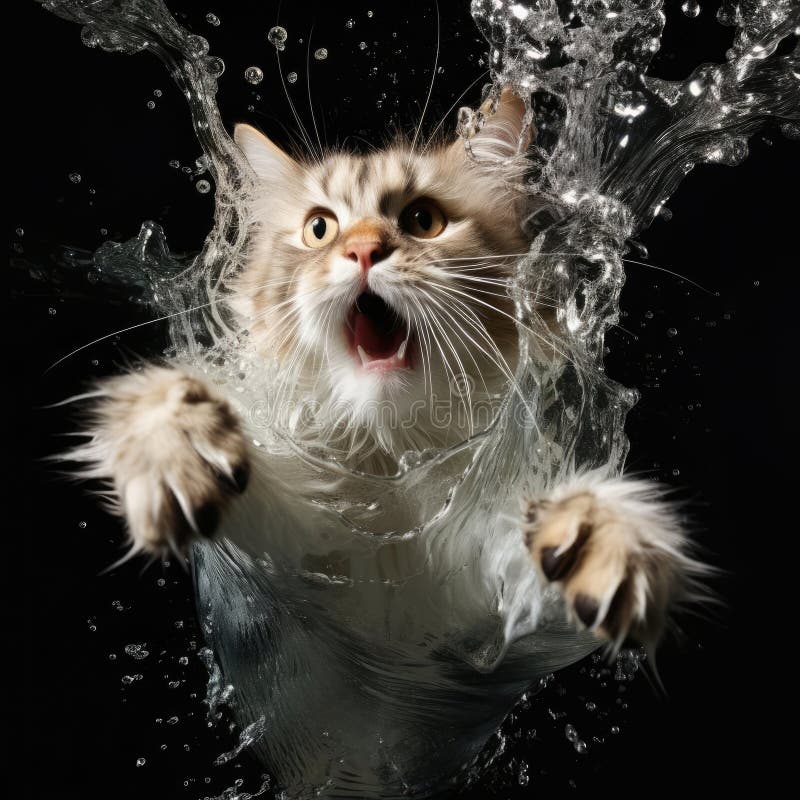 Cat Falling into the Water, Splash Stock Photo - Image of bathroom ...