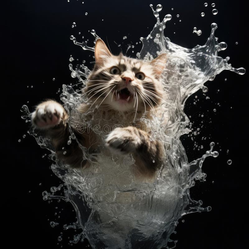 Cat Falling into the Water, Splash Stock Photo - Image of falling ...