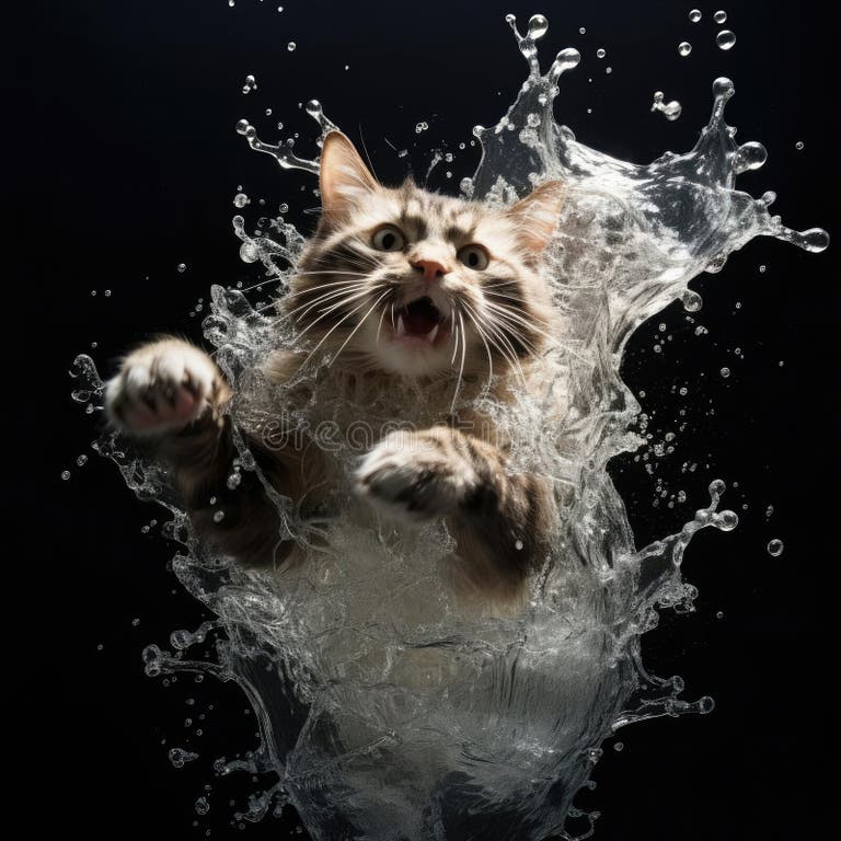 Cat Falling into the Water, Splash Stock Photo - Image of falling ...