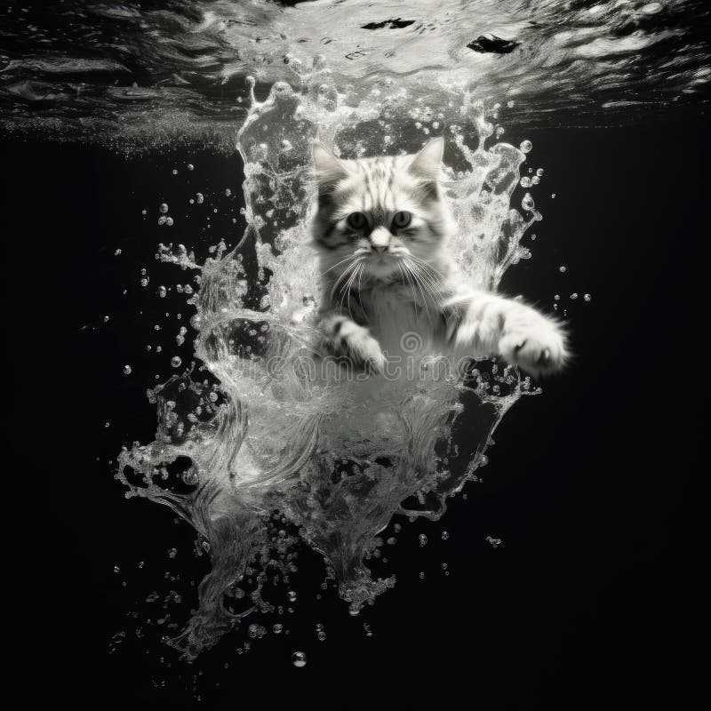 Cat Falling into the Water, Splash Stock Image - Image of feline, cute ...