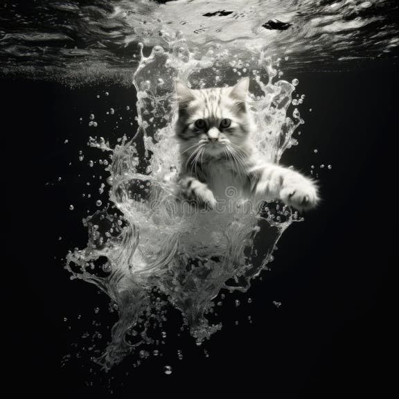 Cat Falling into the Water, Splash Stock Image - Image of feline, cute ...